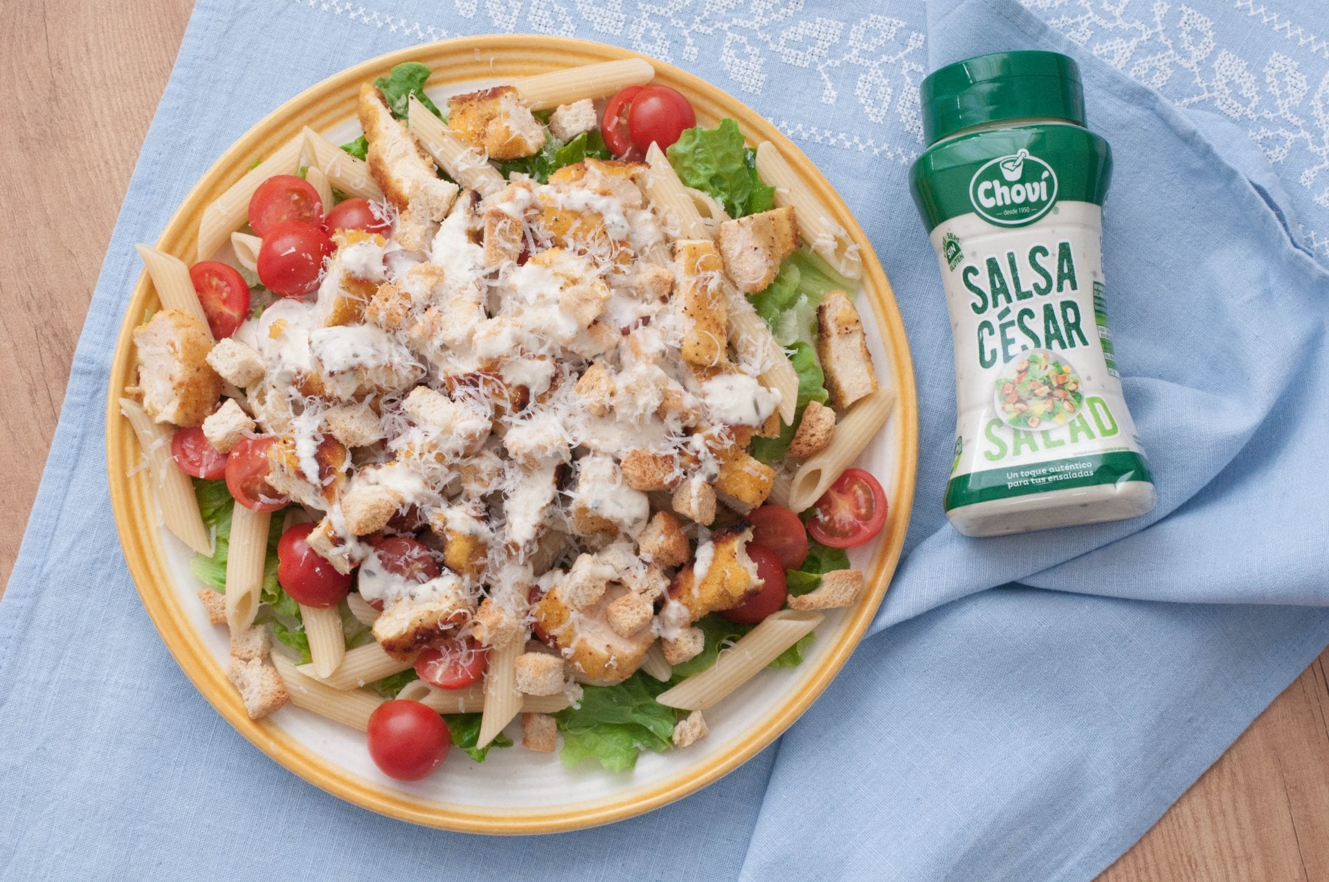Receta de Ensalada de Pasta con Salsa César